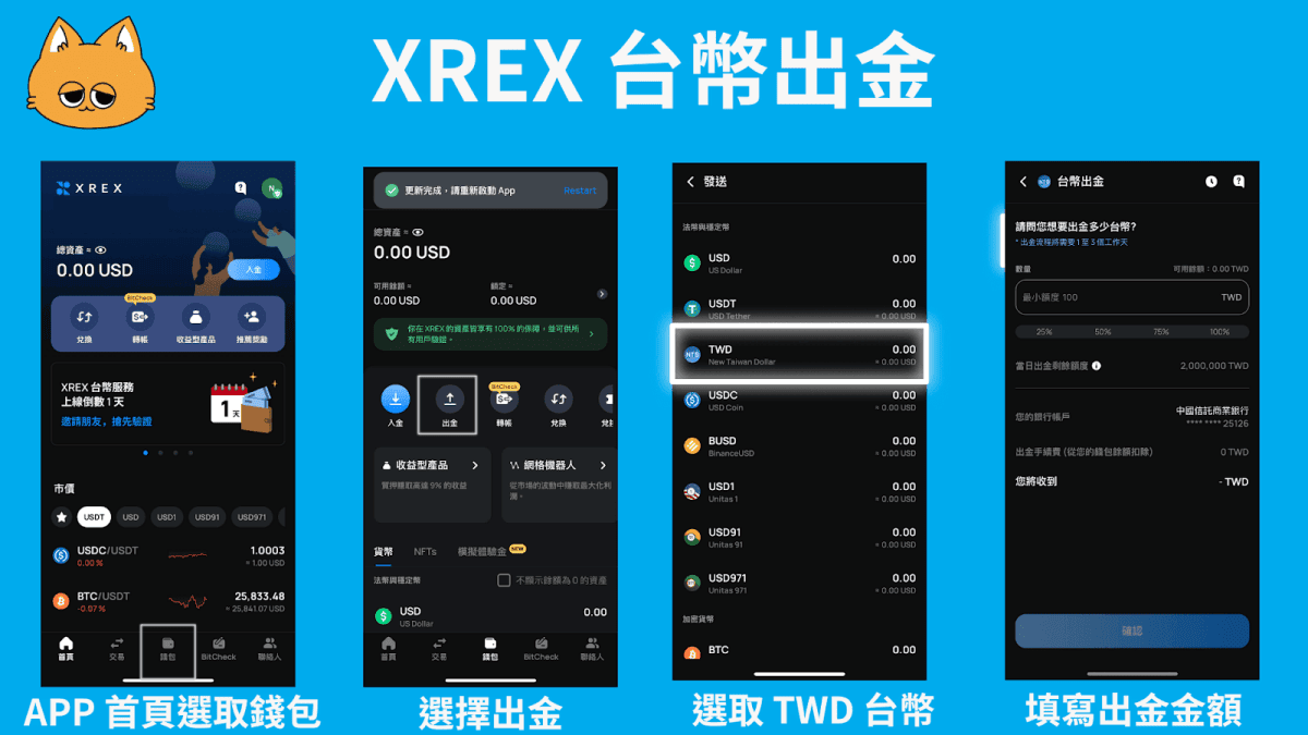 2024 最新｜XREX 交易所出金入金方法教學：詳細圖解、手續費、額度懶人包 – 呢喃貓投資Murmurcats