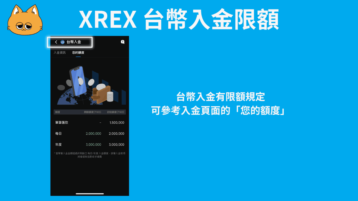 2024 最新｜XREX 交易所出金入金方法教學：詳細圖解、手續費、額度懶人包 - 呢喃貓投資Murmurcats