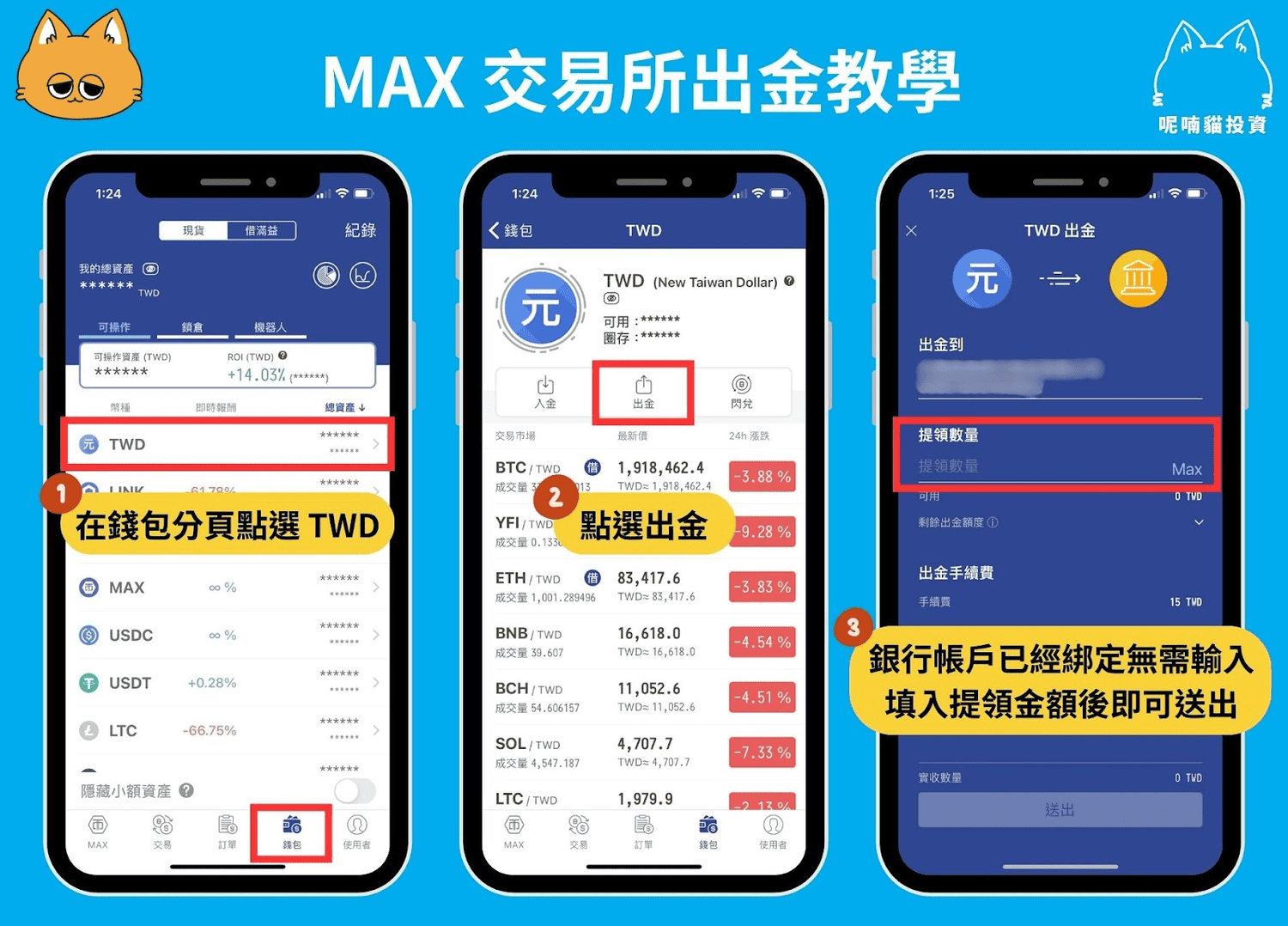 2024 最新｜MAX 交易所出金教學：新台幣和 USDT 出金、手續費彙整 – 呢喃貓投資Murmurcats